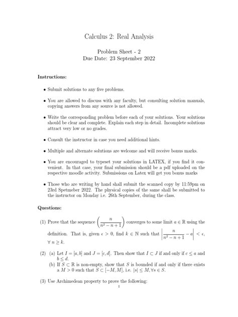 Problem Set 3 Pdf Limit Mathematics Sequence