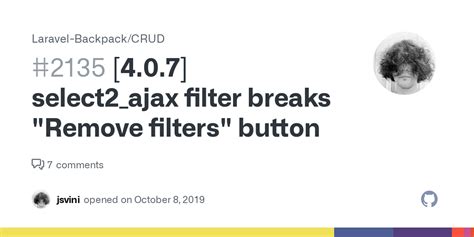 407 Select2ajax Filter Breaks Remove Filters Button · Issue