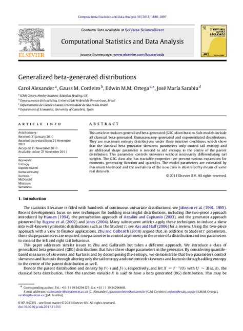 Pdf Generalized Beta Generated Distributions