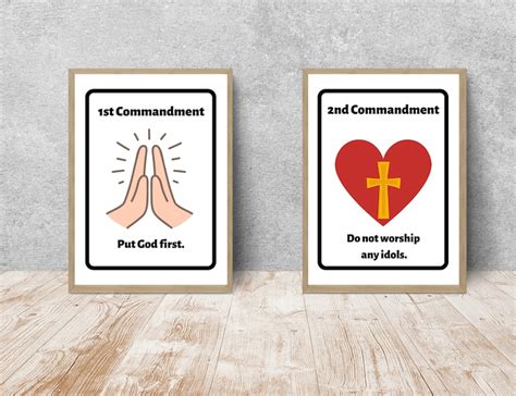 Ten Commandments Posters Sunday School Lesson Classroom Posters Bible Story Activity Etsy
