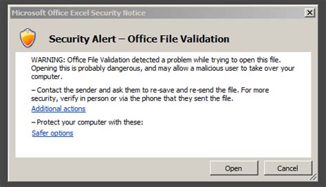 Jakarta Ee Excel Is Showing Office File Validation When Created