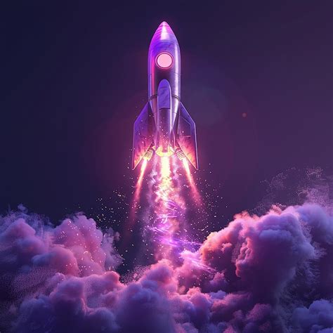 A Rocket Flying In The Sky With The Words Rocket On The Bottom Premium Ai Generated Image