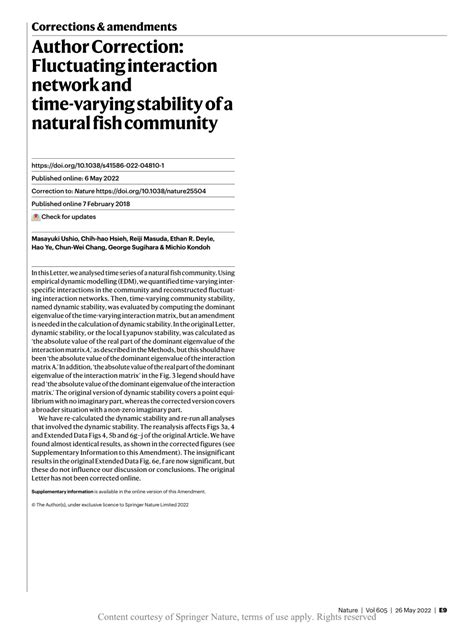Author Correction Fluctuating Interaction Network And Time Varying