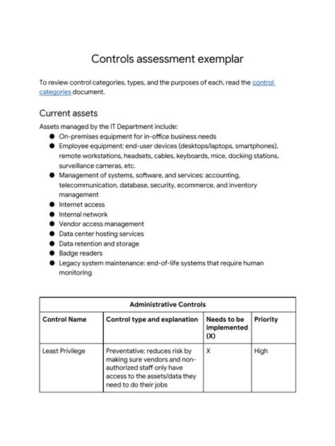 Controls Assessment Exemplar Pdf