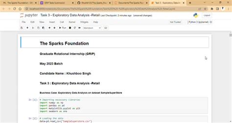 Video Khushboo Singh On Linkedin Gripmay23 Task Thesparksfoundation Internship Datascience