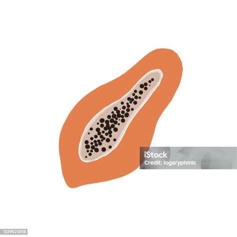 잘 익은 파파야 조각 얇게 썬 달콤한 육즙 과일 음식과 음료 추상 벡터 그림 집합입니다 여름 트렌디 한 심플한 아이콘 인스 타 그램 게시물 비즈니스 광고 전단지 디자인 0
