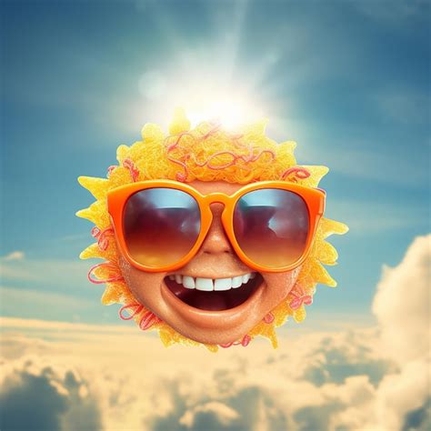 A Sun With Sun Glasses And A Sun Wearing Sunglasses Premium Ai