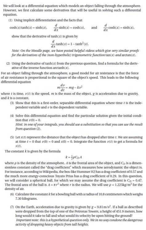 Solved We Will Look At A Differential Equation Which Models