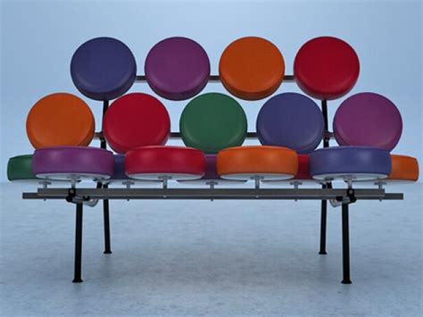 Multicolor Round Cushions Sofa 3d Model