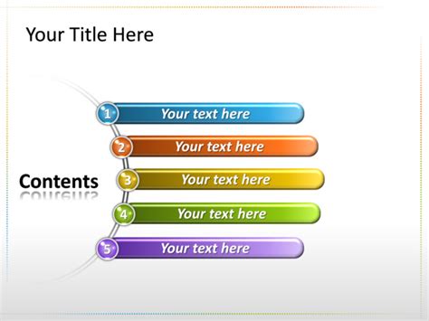PowerPoint Slide List Diagram Multicolor Bars TG CrystalGraphics