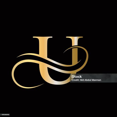 골든 럭셔리 컬러와 모노그램 디자인의 U 레터 로고 U 편지 초기 고급스러운 로고 템플릿 U 로고 골든 컨셉 결정체에 대한 스톡 벡터 아트 및 기타 이미지 Istock