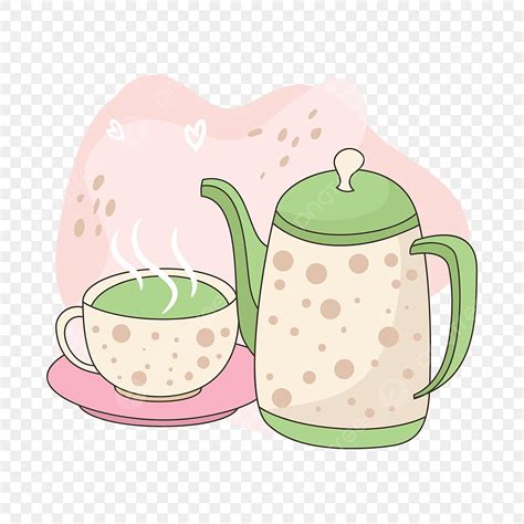 파스텔 색상으로 예쁜 차 주전자와 컵 벡터 일러스트 레이 션 커피 일러스트 삽화 우리 차 개념 Png 일러스트 및 벡터 에 대한 무료 다운로드 Pngtree