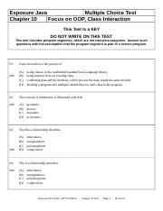 Test Key Docx Exposure Java Multiple Choice Test Chapter Focus On OOP Class Interaction