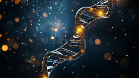 Abstract Dna Helix With Bokeh Lights And Glowing Particles Symbolizing
