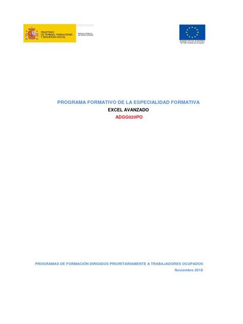adgg020po excel avanzado pdf aprendizaje red mundial