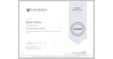 Dejon Tantse On Linkedin Completion Certificate For The Data Scientist