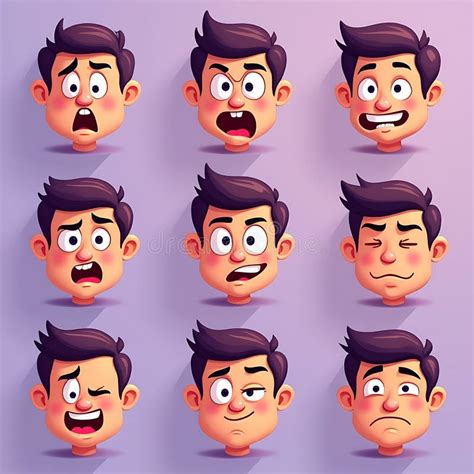 Caricatura De Niño Que Muestra Diversas Emociones Y Expresiones
