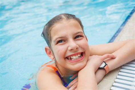 Teenage Girl At Swimming Pool Stock Image Image Of Smiling Hotel