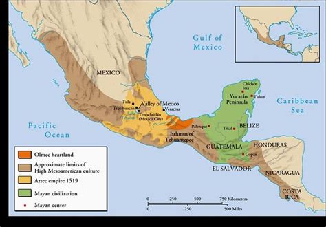 Map Of Mexico Showing Major Cities And Boundaries Ancient Mayan