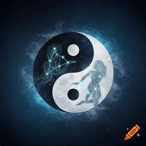 A Glowing Intricate Neurographic Style Yin And Yang Symbol In Vibrant