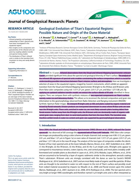 Geological Evolution Of Titan S Equatorial Regions Possible Nature And