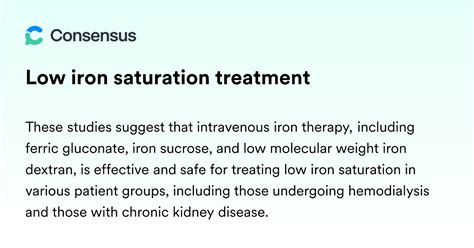 Low Iron Saturation Treatment Consensus Academic Search Engine