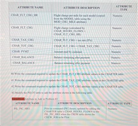 Solved Database Systems Please Attribute Name Char Flt Chg