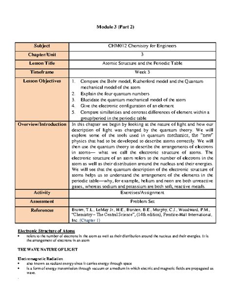 Chem 12 Module 3 Part 2 Lecture Materials Module 3 Part 2