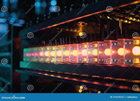 Close Up Of Storage Data Center Server Rack With Blinking Lights And Cables Stock Image Image