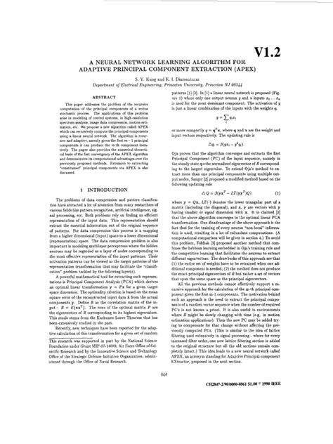 Pdf A Neural Network Learning Algorithm For Adaptive Principal