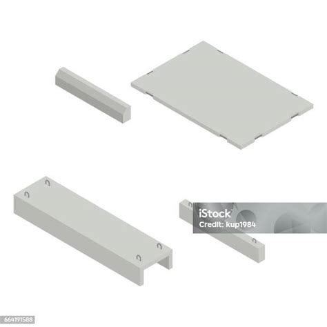 철 콘크리트 제품 아이소메트릭 벡터 일러스트 레이 션을 설정 합니다 아이콘에 대한 스톡 벡터 아트 및 기타 이미지 아이콘 연석 3차원 형태 Istock