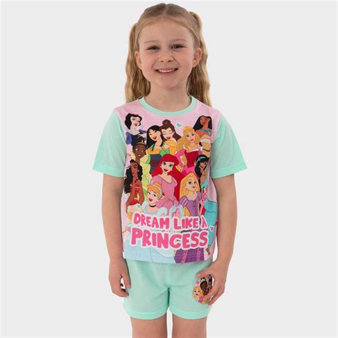 Disney Princess Girls Pyjamas Disney Short Pjs Girls Pjs Green