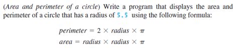 Program To Calculate Area And Perimeter Of A Circle Computer Science