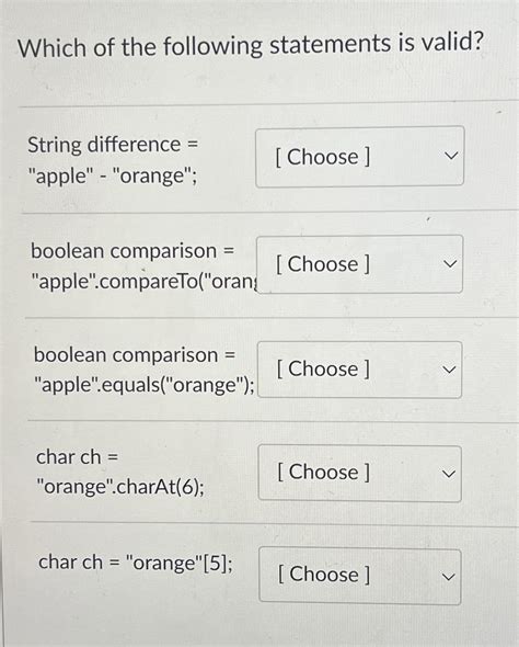Solved Which of the following statements is valid?String | Chegg.com