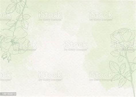 파스텔 그린 라인 아트 장미 꽃다발 프레임 수채화 젖은 씻기 스파시 배경 0명에 대한 스톡 벡터 아트 및 기타 이미지 0명