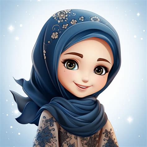 3d Hijab Girl Animated Character Premium Ai Generated Image