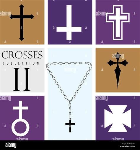Set Of Different Types Of Crosses On Purple Background Vector Image Stock Vector Image Art