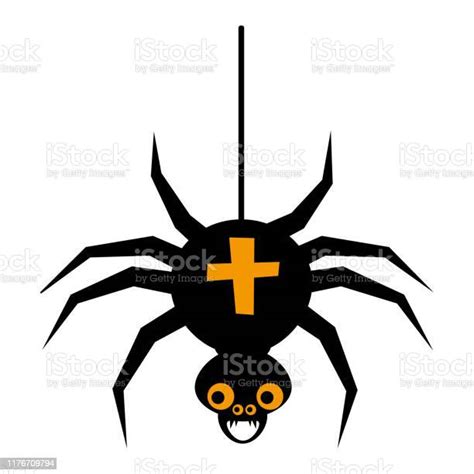 할로윈 거미 플랫 싱글 아이콘입니다 두려움과 위험의 할로윈 상징 검은 유령 장식 요소입니다 흰색 배경에서 격리된 벡터 그림 개체 그룹에 대한 스톡 벡터 아트 및 기타 이미지