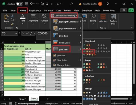 Excel Icon Sets