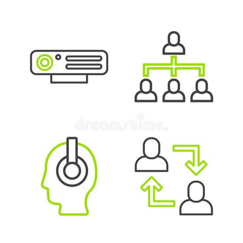 Set Line Project Team Base Freelancer Hierarchy Organogram Chart And