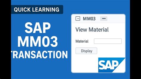 Sap Mm03 Transaction Explained View Material Master Data Easily Youtube