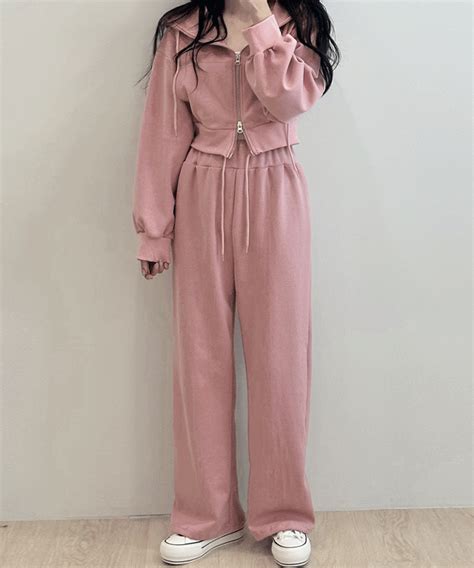 기모선택set 크롭 투웨이 후드집업 와이드팬츠 세트 크롭후드집업 투웨이후드집업 와이드트레이닝 트레이닝복 추리닝세트 트레이닝세트 투피스 핑크 백염 메란지 블랙 에이블리