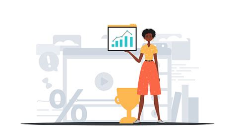 여자 친구는 그의 손에 도덕적 효과가있는 차트를 들고 있습니다 디지털 상용화 개념 트렌디한 스타일 벡터 일러스트레이션 개체