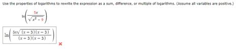 Solved Use The Properties Of Logarithms To Rewrite The Chegg Com