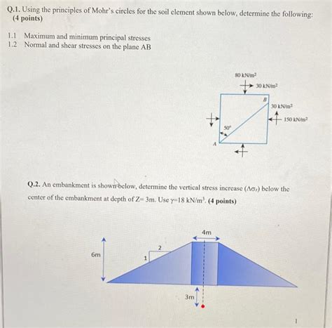 solved q 1 using the principles of mohr s circles for the
