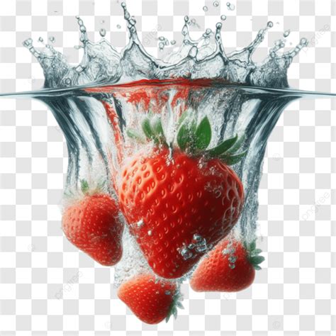 투명한 배경에 물 속에 있는 딸기 맛있는 과일의 3d 그림 물 속에 있는 딸기 맛있는 과일의 3d 그림 투명한 배경에 물