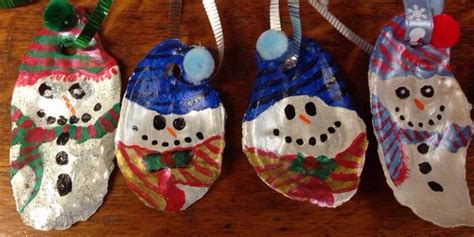 Snowman Oyster Shell Christmas Ornaments Diy Snowman Oyster Shell