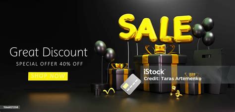 신용 카드 선물 상자 및 Ballon을 가진 판매를 위한 3d 단계 3d 그래픽을 위한 템플릿 디자인 0명에 대한 스톡 사진 및 기타 이미지 Istock