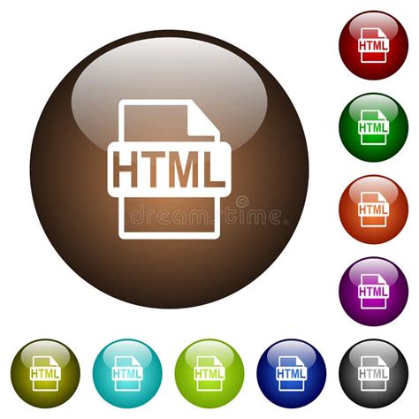 html file format color glass buttons stock vector illustration of
