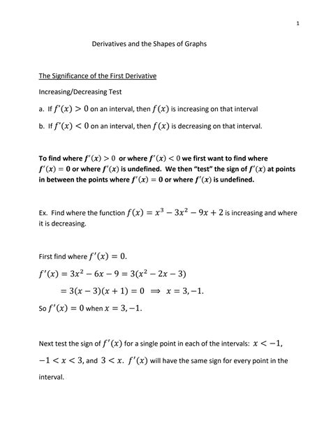 SOLUTION Calculus Derivatives And The Shapes Of Graphs Studypool